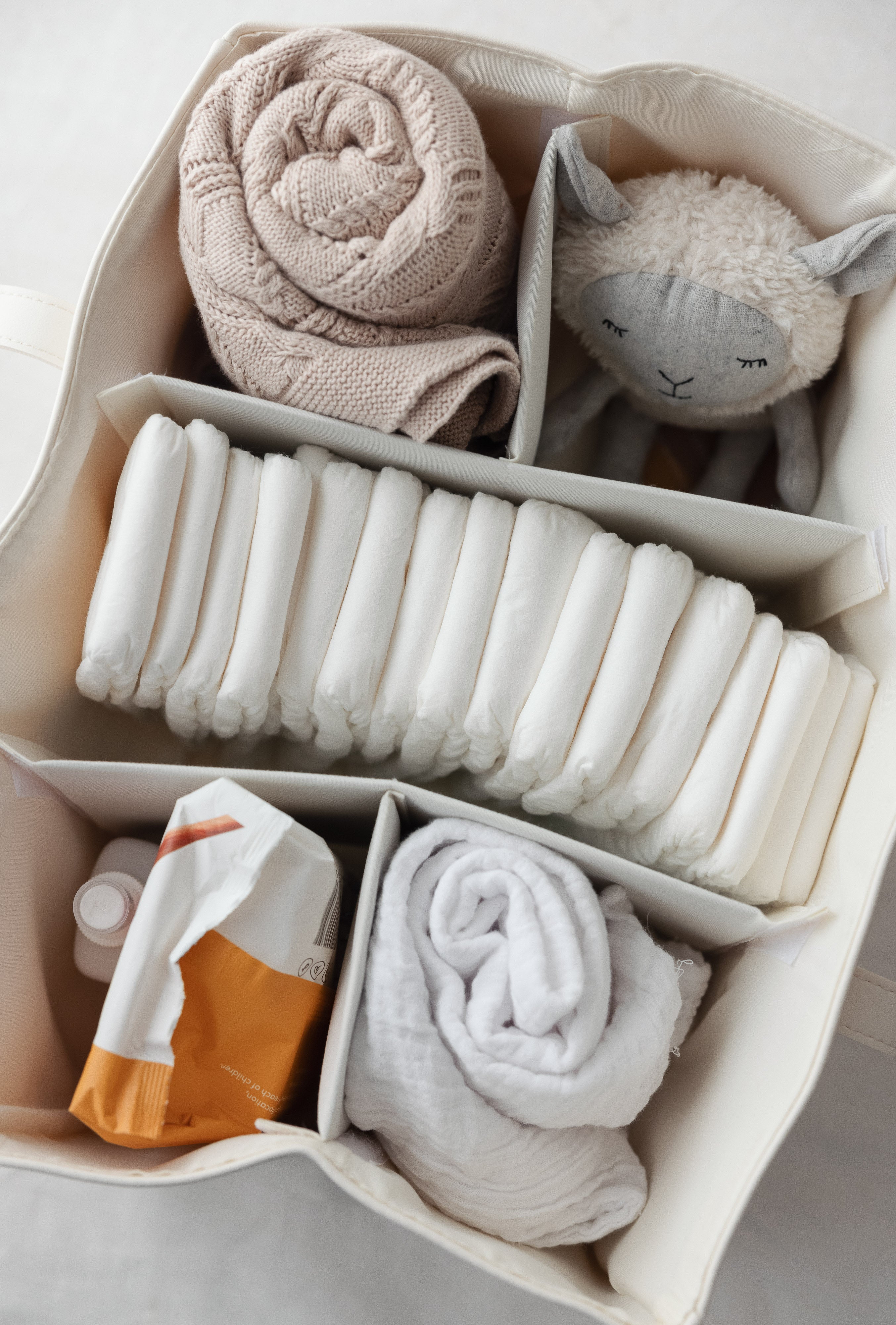 Nappy Caddy Vegan Leather- Snow- Large – Linen Label