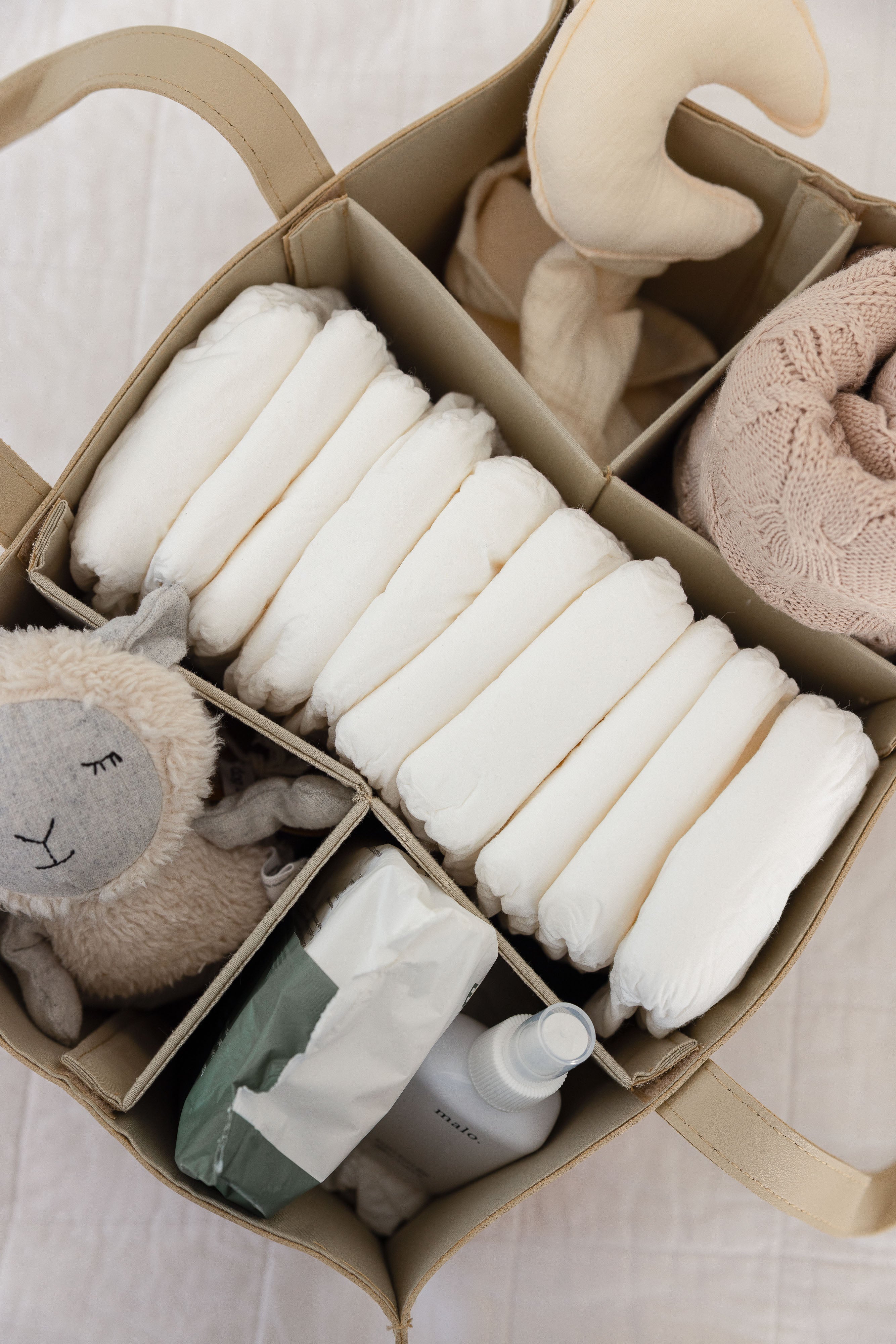 Nappy Caddy- Luxe Range- Nude – Linen Label