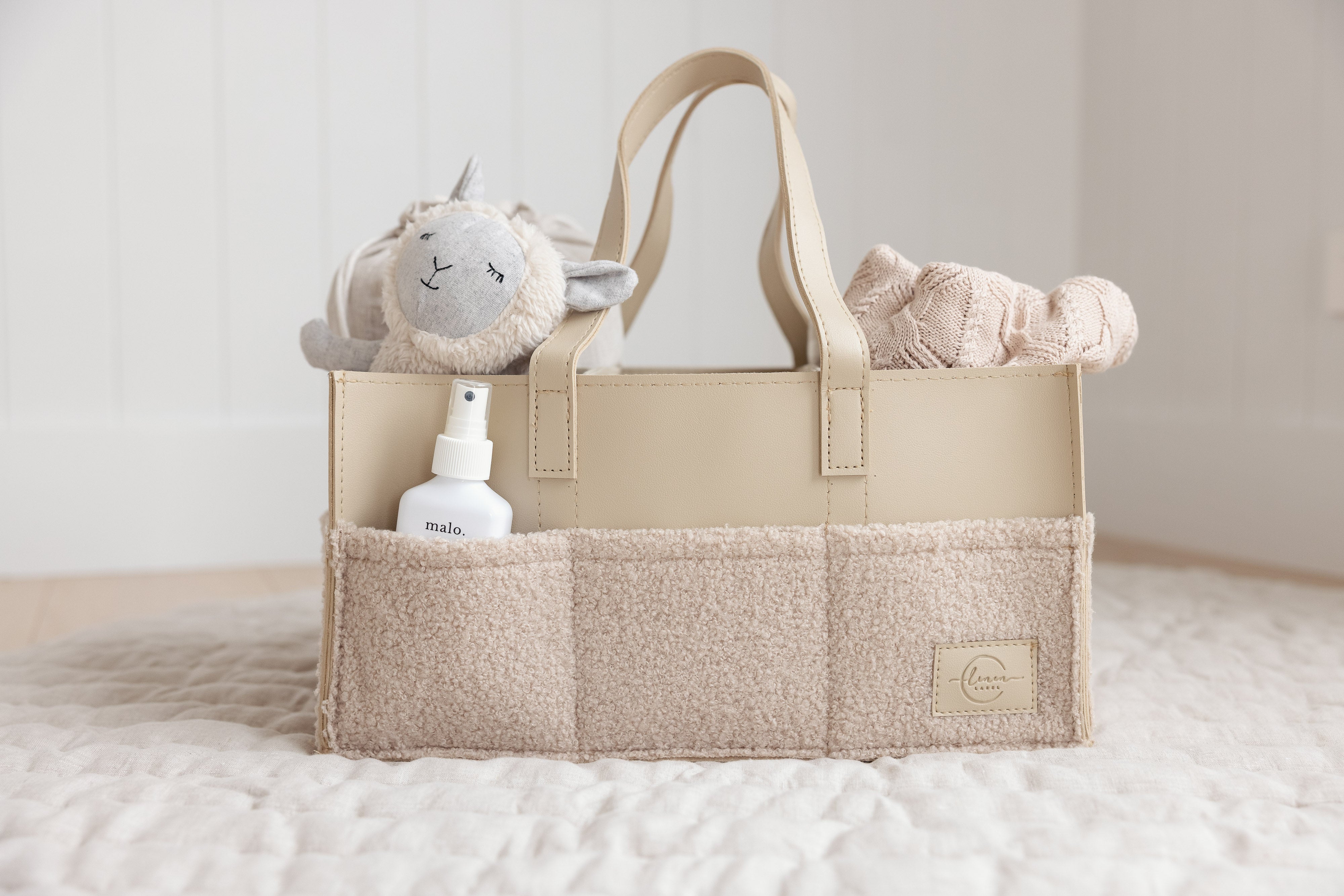 Nappy Caddy- Luxe Range- Nude – Linen Label