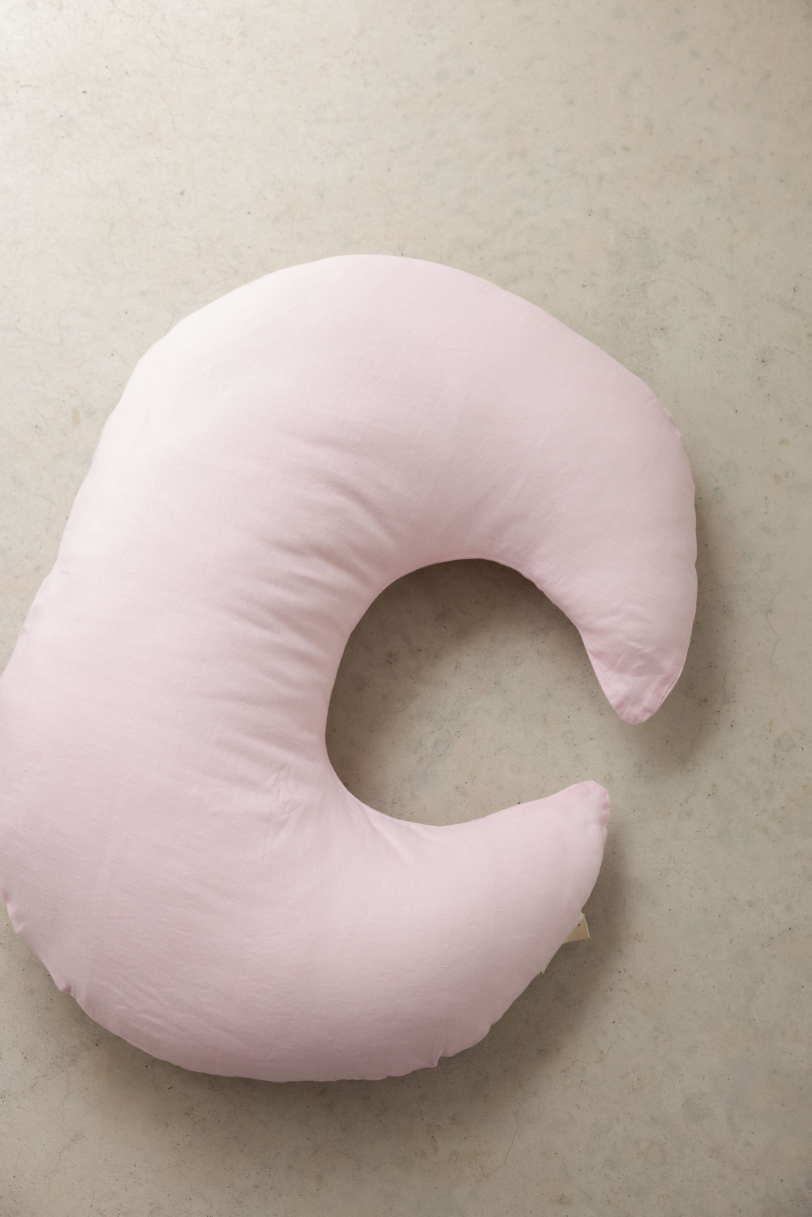 Nursing Pillow & Cover- Moon Shape- Baby Pink – Linen Label