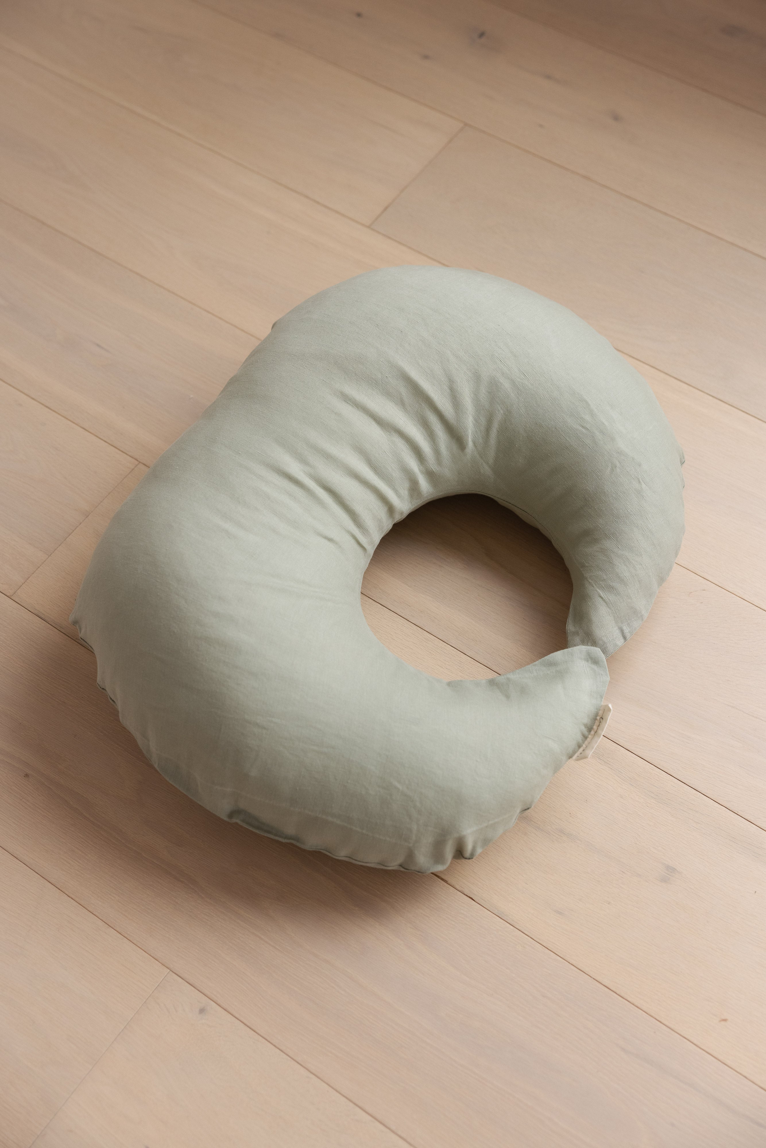 Soft Sage Moon Shaped Linen Nursing Pillow & Cover | Comfort & Style ...