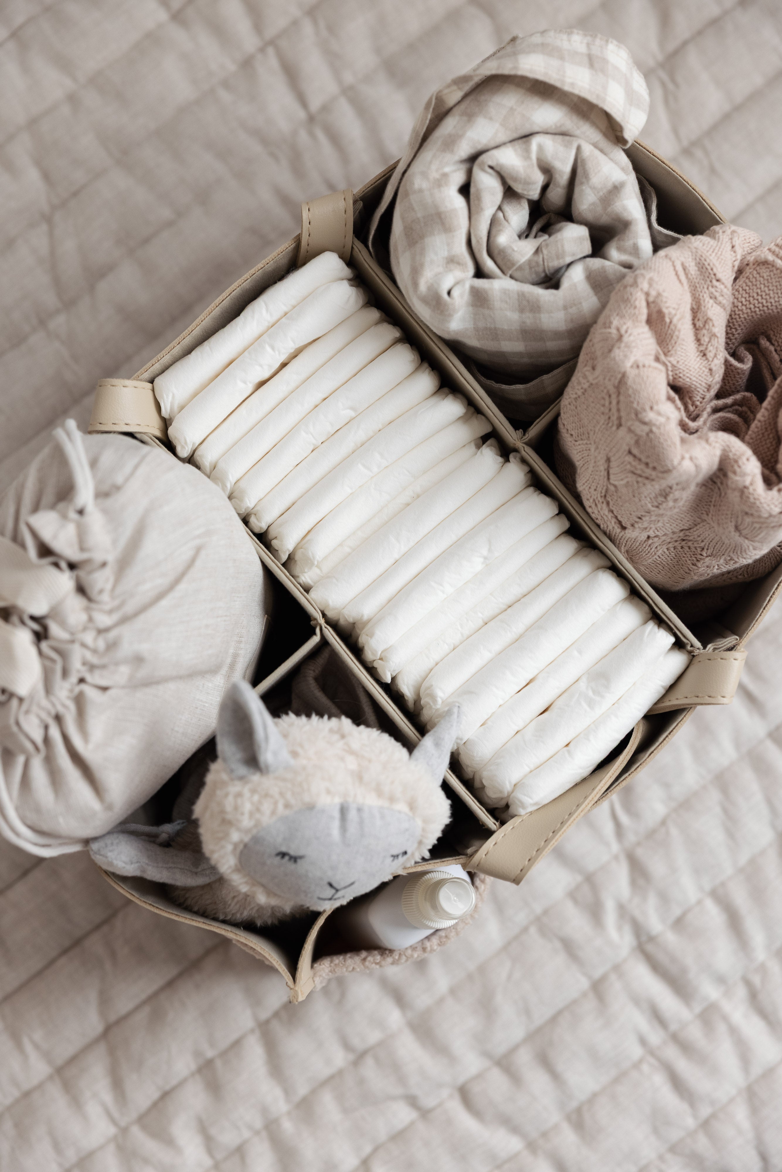 Nappy Caddy- Luxe Range- Nude – Linen Label