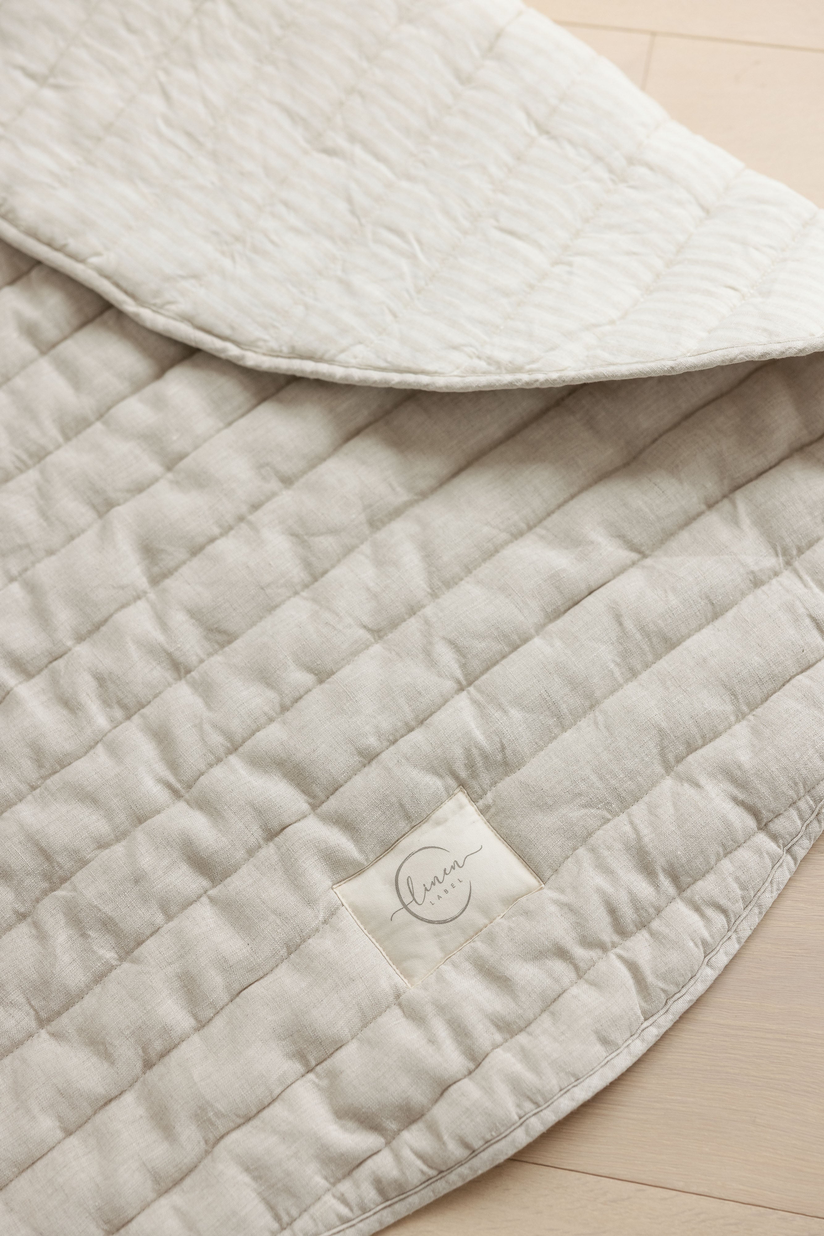 Striped Oat Linen Quilted Stripe Play Mat | Soft Linen – Linen Label